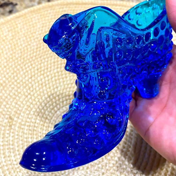 Fenton | Accents | Fenton Vintage Glass Cobalt Blue Hobnail Shoe | Poshmark